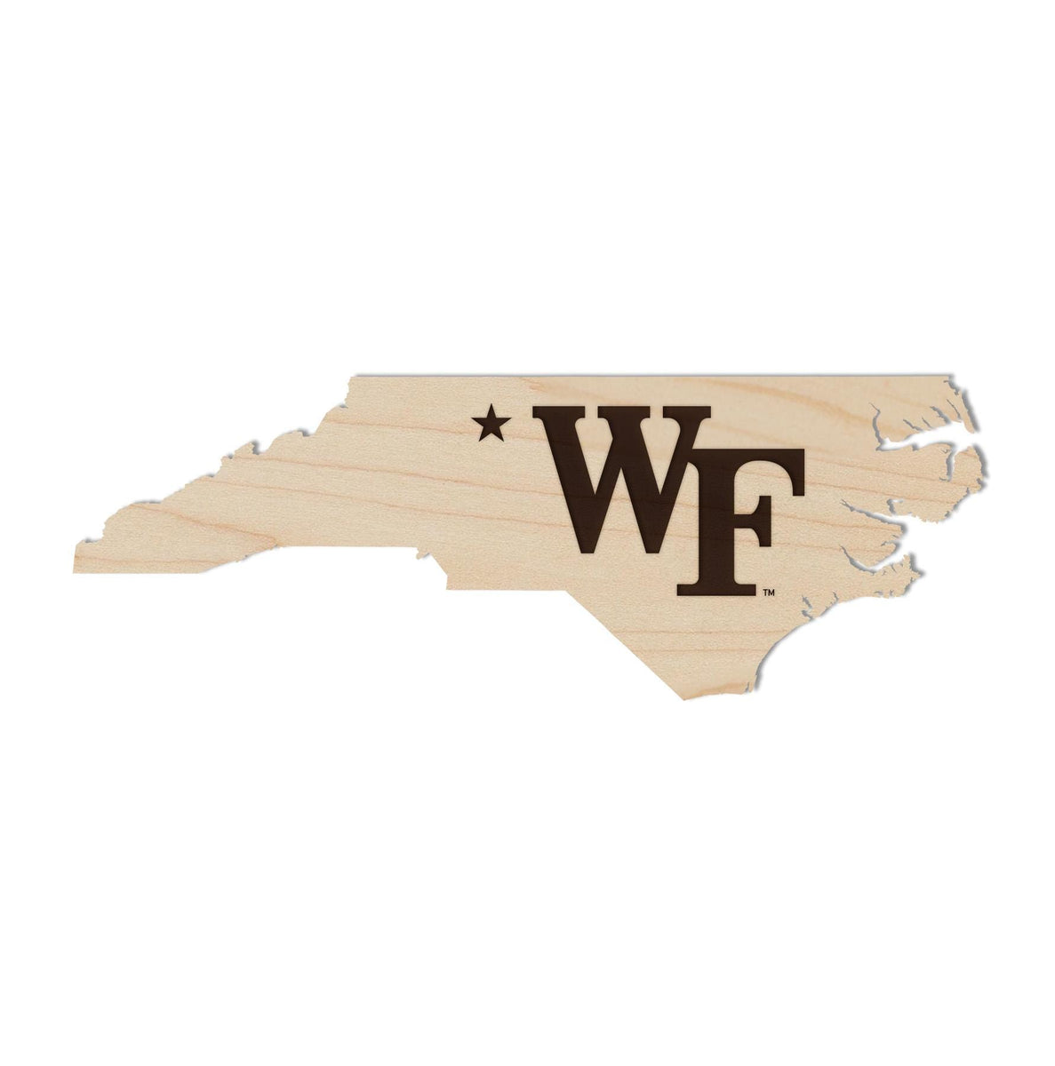 Wake Forest University WF Logo on State Magnet - Crafted from Cherry or ...