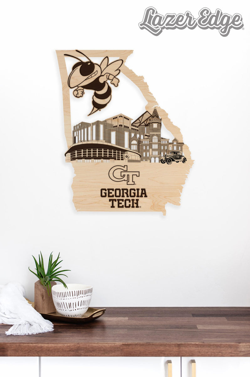 Georgia Tech Skyline Wall Hanging - Crafted from Cherry or Maple Wood ...