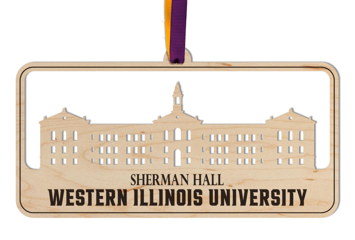 Western Illinois University Sherman Hall Skyline Cherry Ornament ...