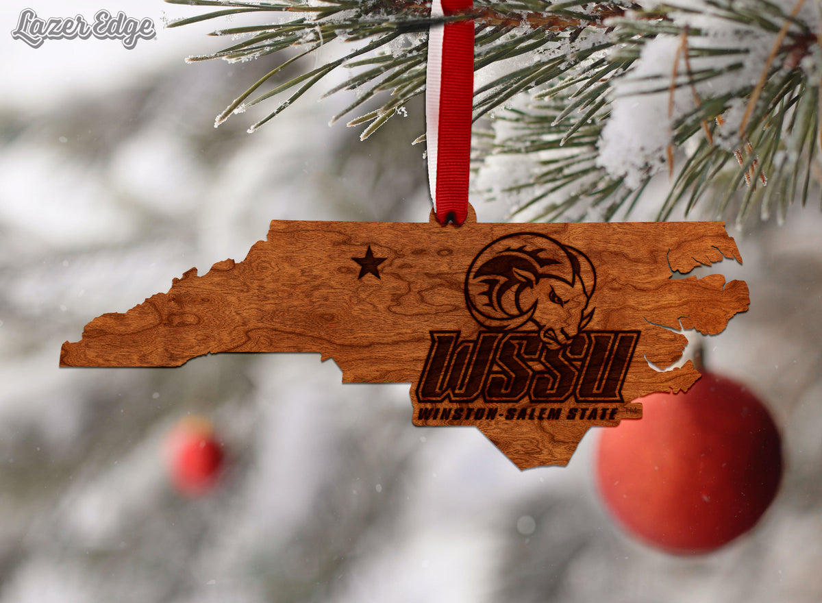 Winston Salem State Wordmark Logo on State Cherry Ornament – LazerEdge