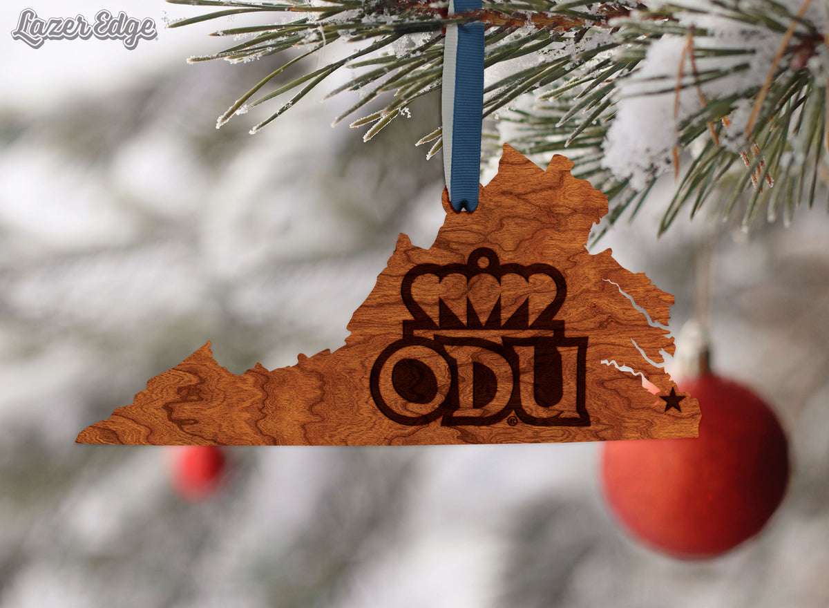 Old Dominion University ODU Logo on State Cherry Ornament – LazerEdge