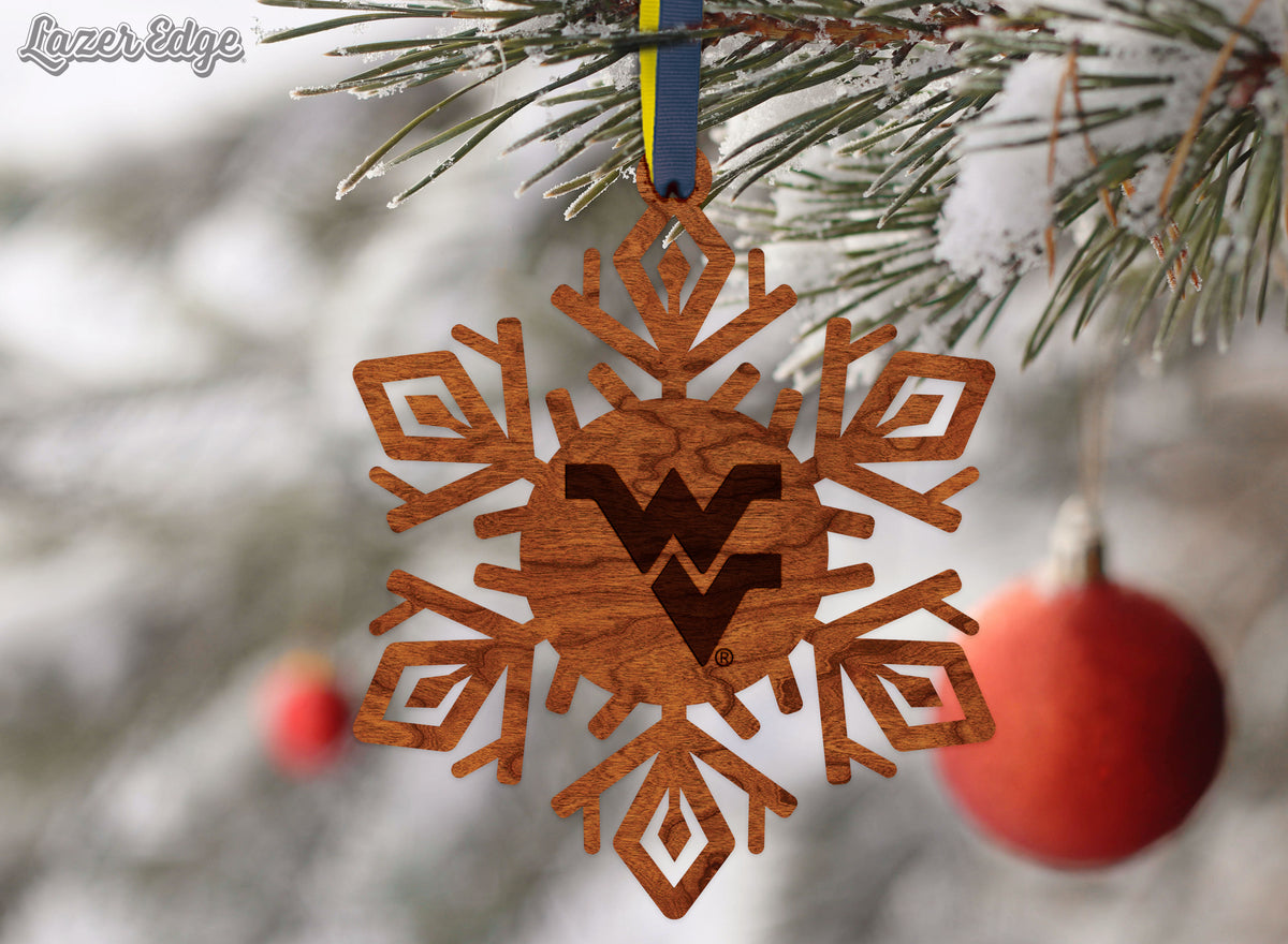 West Virginia Mountaineers WV Snowflake Cherry Ornament – LazerEdge