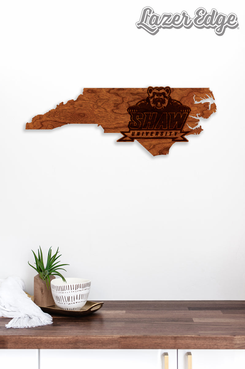 Shaw University Logo on North Carolina Large Cherry Wall Hanging ...