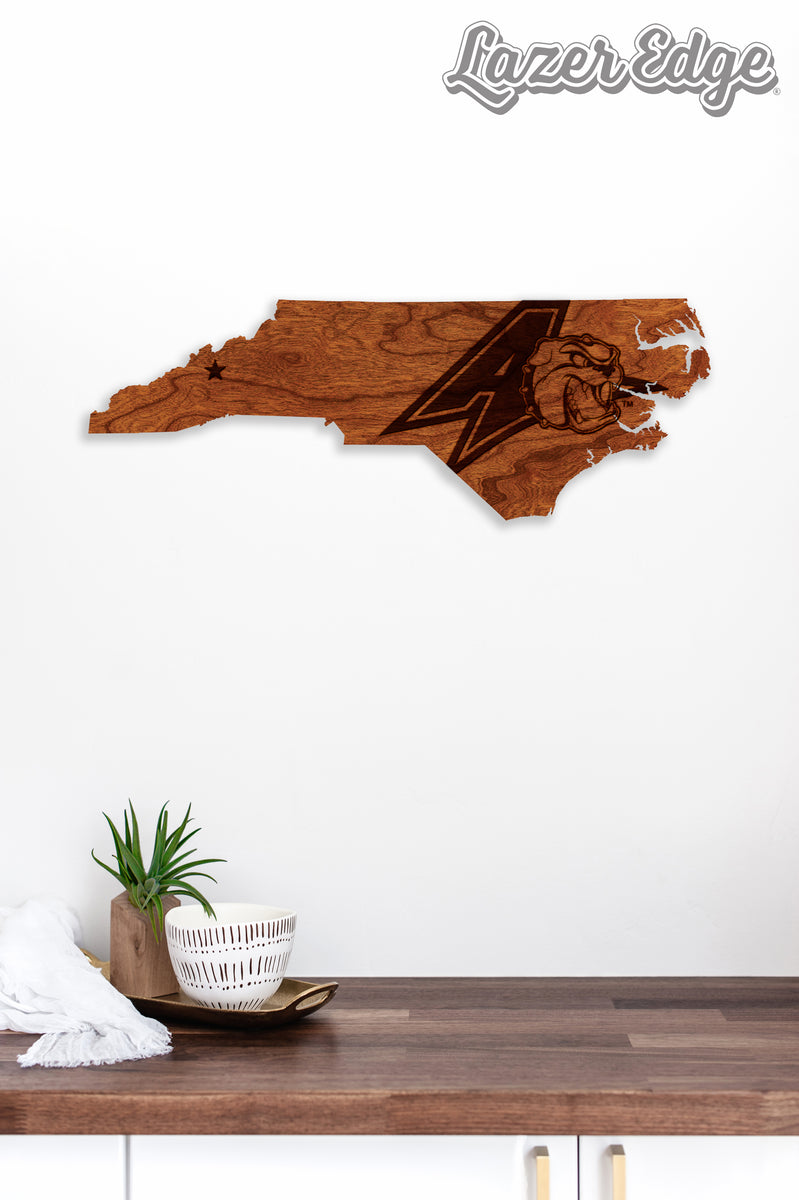 UNC Asheville Athletic Logo on North Carolina Outline Large Cherry Wall ...