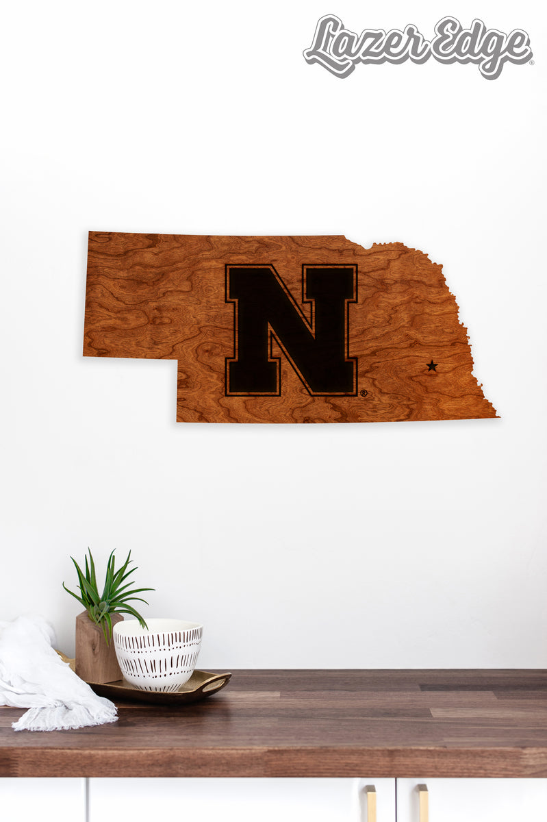 University of Nebraska Block N on Nebraska Outline Large Cherry Wall ...