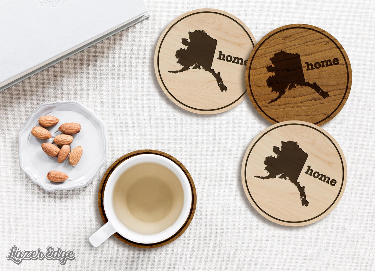 Alaska Home State Map Coaster - Crafted from Cherry or Maple Wood ...