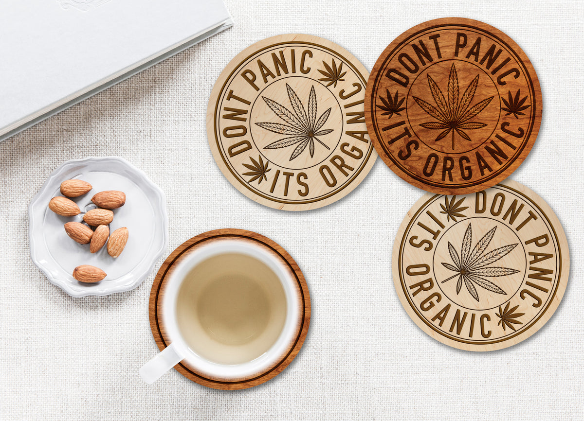 Don't Panic It's Organic Cherry Coaster – LazerEdge