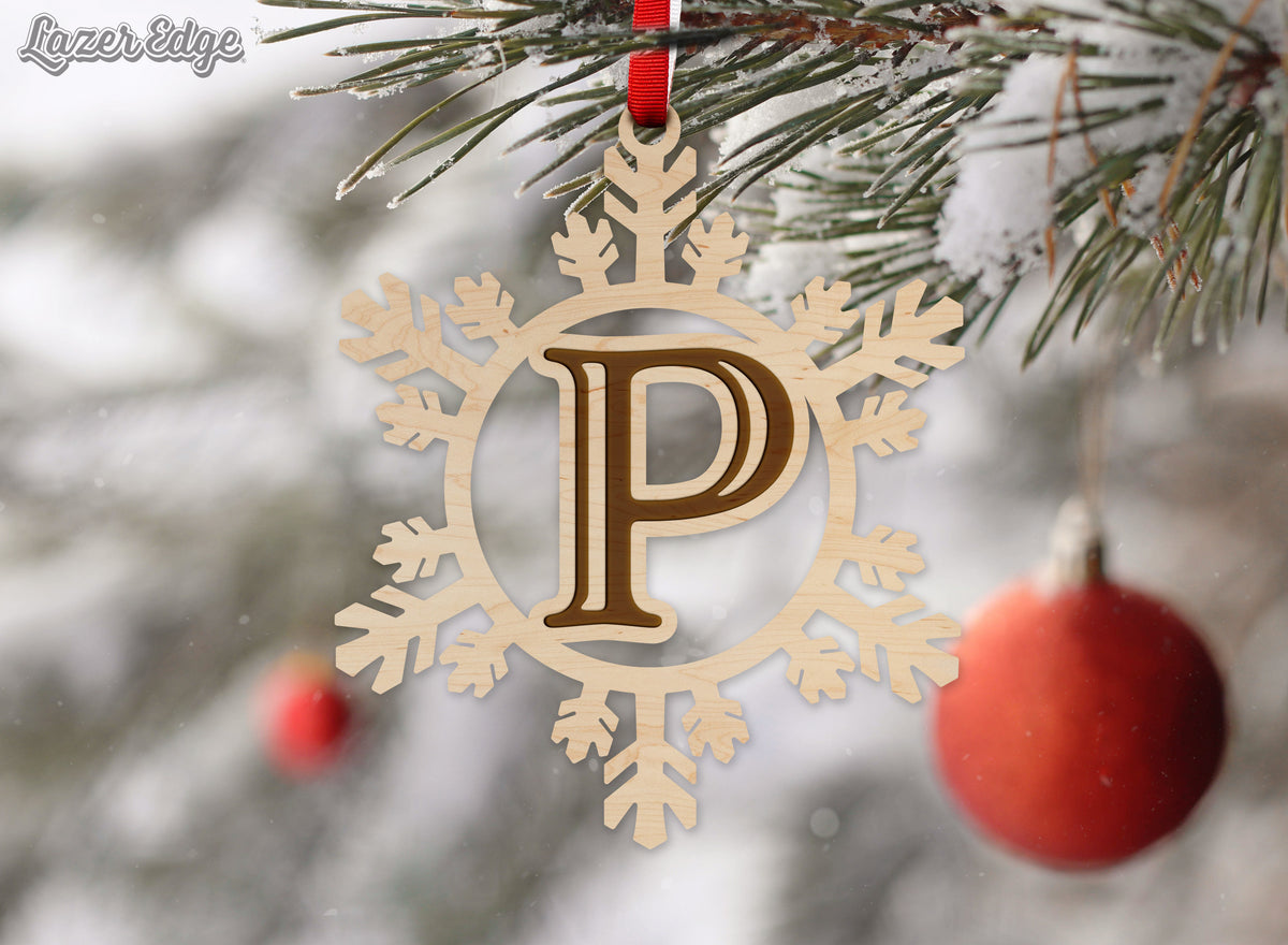 Letter P Snowflake Ornament Cherry Ornament – LazerEdge