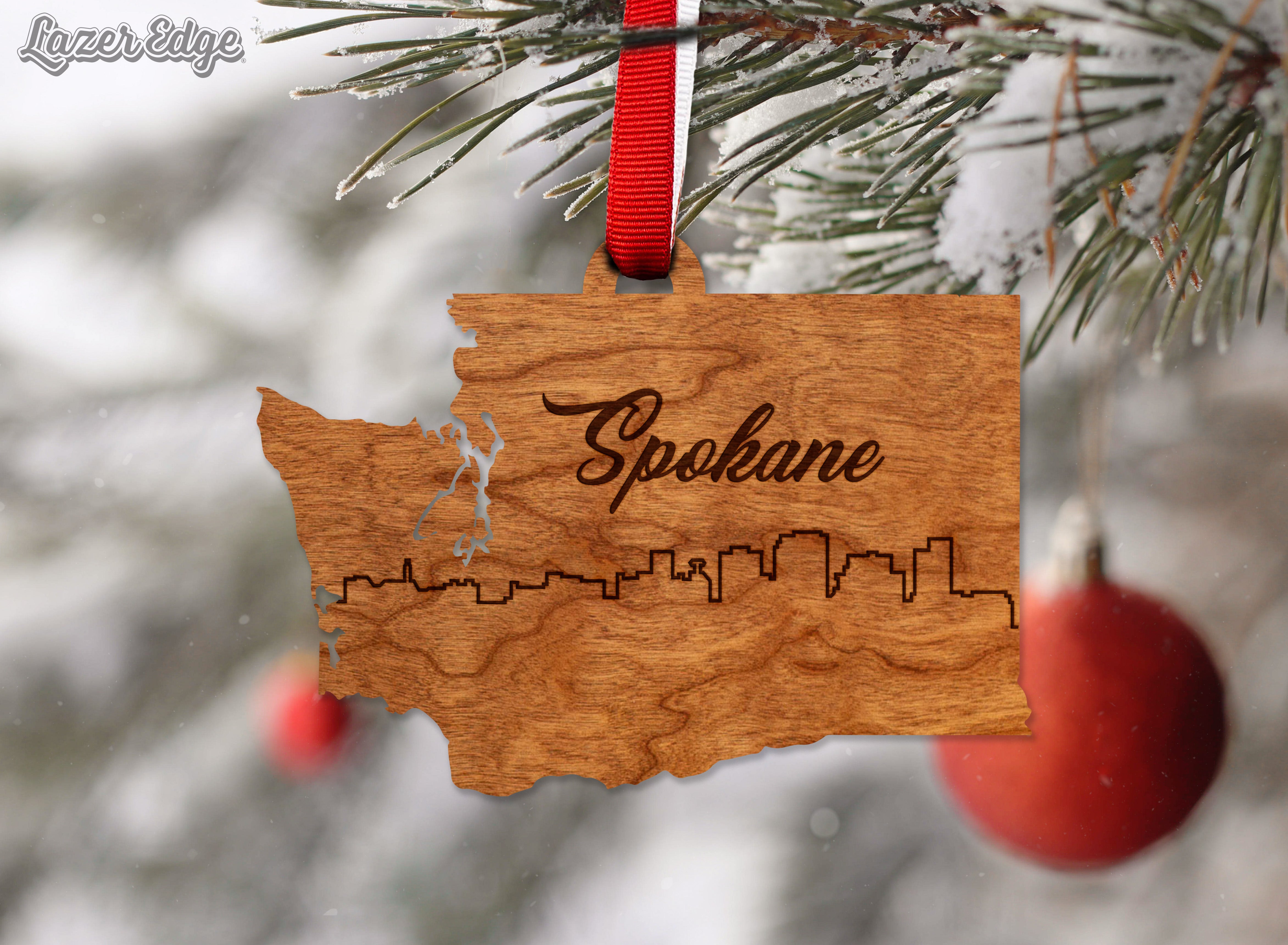 Spokane, WA Skyline Cherry Ornament – LazerEdge