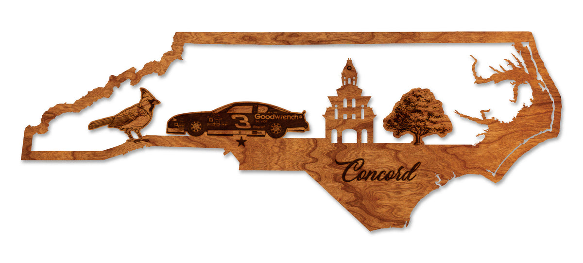 Concord, NC Skyline Large Cherry Wall Hanging – LazerEdge