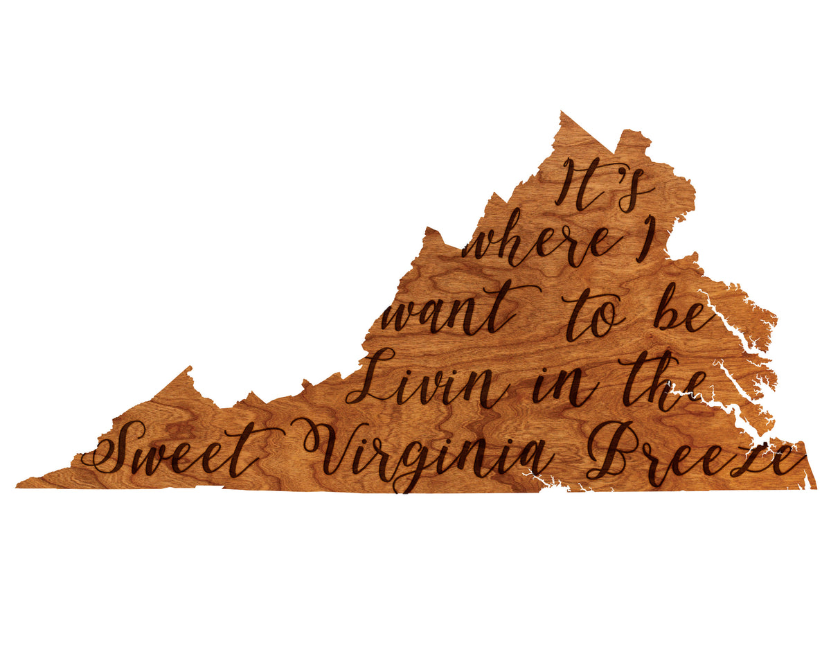 Sweet Virginia Breeze on Virginia Outline Large Cherry Wall Hanging ...