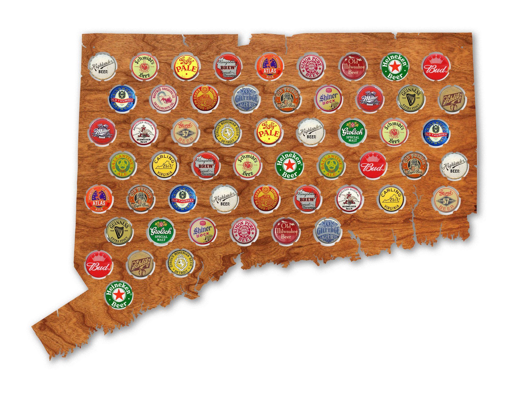 Connecticut Bottle Cap Map – LazerEdge