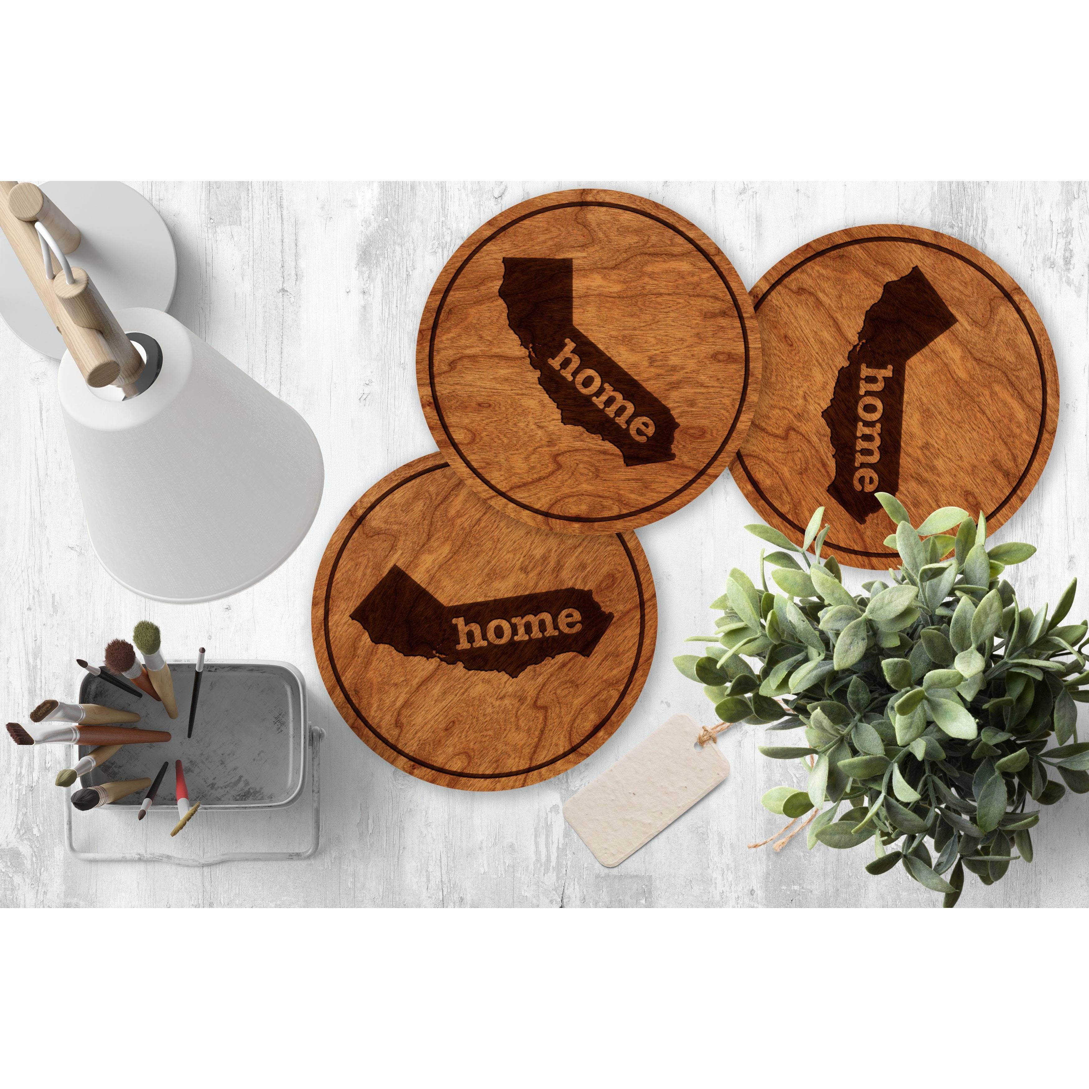 "Home" State Outline Cherry Coaster (Available In All 50 States ...